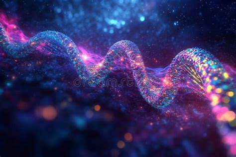 A Vibrant Abstract Render Of Dna Strands In Neon Colors Spiraling