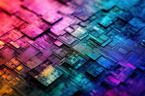Futuristic Microchip Showing Complex Circuitry With Vibrant Colors