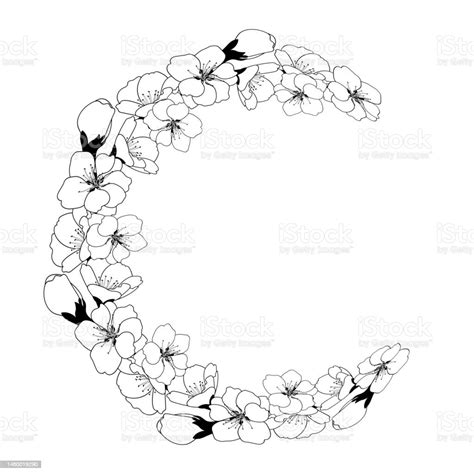 봄 벚꽃의 화환 텍스트를 위한 공간이 있는 둥근 프레임입니다 엽서 초대 카드 배너에 대 한 템플릿입니다 투명 한 배경에 벡터 그림 0명에 대한 스톡 벡터 아트 및 기타