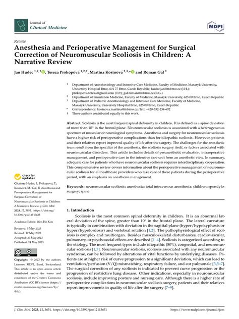 Anesthesia And Perioperative Management For Surgical Correction Of Neuromuscular Scoliosis In