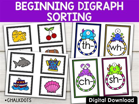 Digraph Sort Beginning Digraphs Digraph Sorting Cards Etsy