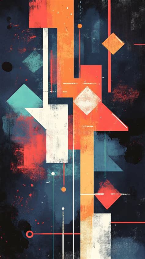 Abstract Geometric Art With Vibrant Colors And Dynamic Shapes Stock Illustration Illustration