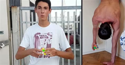 Man Solves Rubiks Cube While Doing All Kinds Of Activities Including A One Handed Handstand