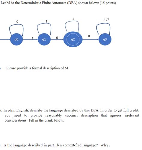 Solved Let M Be The Deterministic Finite Automata Dfa