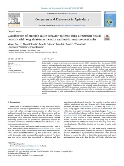 Classification Of Multiple Cattle Behavior Patterns Using A Recurrent