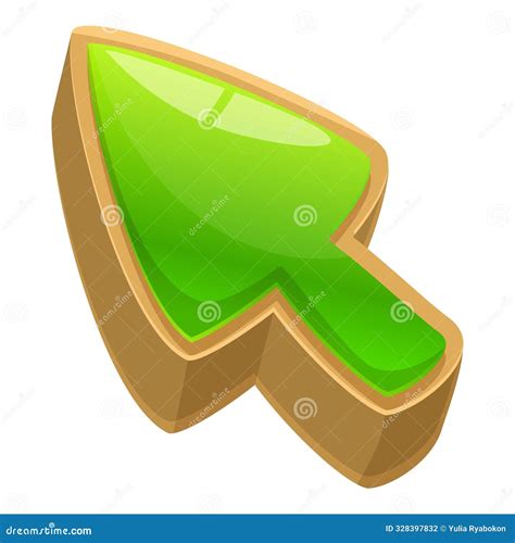 Green Mouse Cursor Pointing At Something On White Background Stock