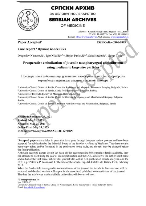 Pdf Preoperative Embolization Of Juvenile Nasopharyngeal Angiofibroma Using Medium To Large