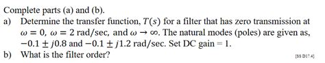 Solved Complete Parts A And B Determine The Transfer Chegg Com