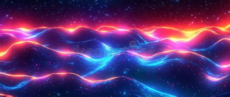 Wavy Patterns In Blue And Purple Hues On A Gradient Background Stock