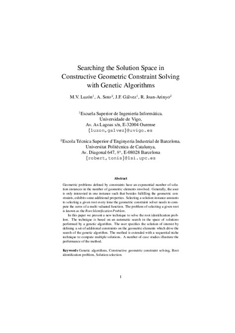 Pdf Searching The Solution Space In Constructive Geometric Constraint Solving With Genetic