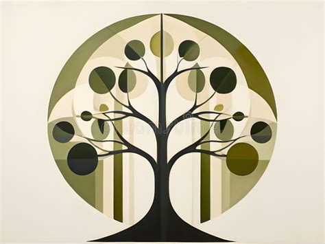Abstract Geometric Tree With A Circular Canopy And A Rectangular Trunk