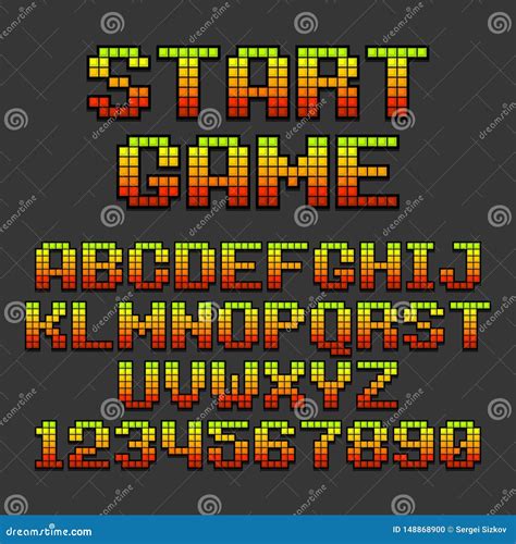 Pixel Retro Style Video Game Font Vector Stock Vector Illustration Of Alphabet Sign 148868900