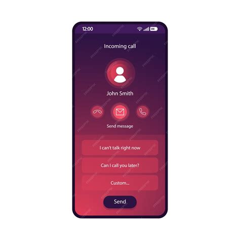 Premium Vector Response Message To Incoming Call Smartphone Interface Vector Template Mobile