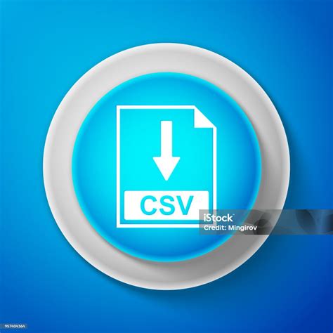 화이트 Csv 파일 문서 아이콘 파란색 배경에 고립 Csv 단추 기호를 다운로드 합니다 화이트 라인 블루 원형 버튼입니다 벡터 일러스트 레이 션 0명에 대한 스톡 벡터 아트