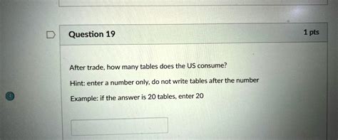 Solved Question 19 1 Pts After Trade How Many Tables Does The Us