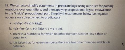 Solved We Can Also Simplify Statements In Predicate Logic Chegg