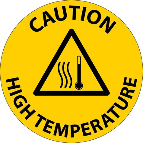 Caution High Temperature Symbol And Text Safety Sign 15293229 Vector Art At Vecteezy