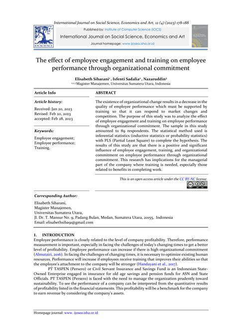 Pdf The Effect Of Employee Engagement And Training On Employee Performance Through