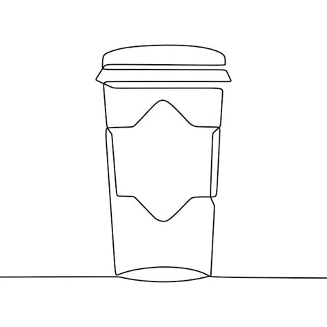Dessin Au Trait Continu Sur La Tasse Vecteur Premium