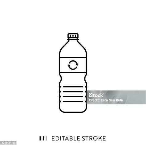 편집 가능한 스트로크와 픽셀 완벽한 재활용 플라스틱 물 병 라인 아이콘 물병에 대한 스톡 벡터 아트 및 기타 이미지 물병