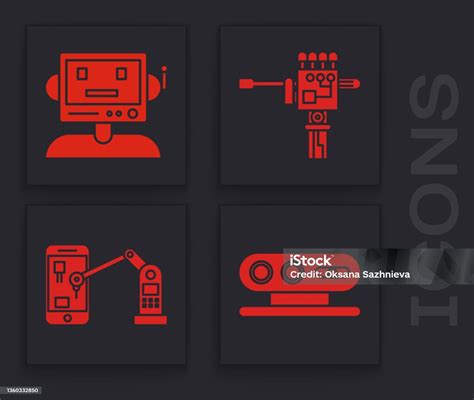 3d 스캐닝 시스템 로봇 기계 로봇 손 및 드라이버 및 산업용 기계 로봇 암 손 아이콘을 설정합니다 벡터 3차원 형태에 대한 스톡 벡터 아트 및 기타 이미지 Istock