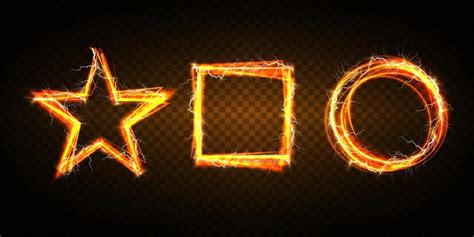 빛나는 황금 마법의 빛 프레임 번개 모양 테두리 모서리와 구분선 황금 별 프레임 직사각형과 타원형 반짝이와 번개 벡터 세트가