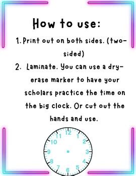 Telling Time Reference Sheet By K To 2 Creative Math Picks Tpt
