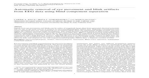 Pdf Automatic Removal Of Eye Movement And Blink Artifacts From