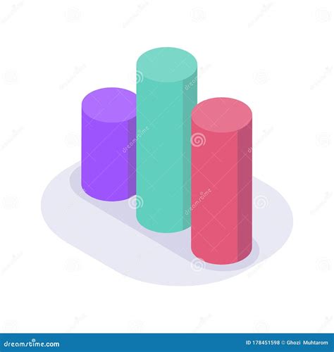 Circle Bar Graph Chart Isometric Icon With Modern Flat Style Color Stock Illustration