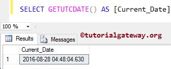 Sql Getutcdate Function