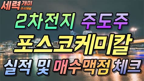 2차전지 주도주 포스코케미칼 실적 및 매수맥점 체크 Youtube