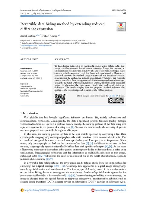 Pdf Reversible Data Hiding Method By Extending Reduced Difference