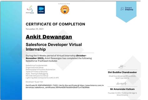 Ankit Dewangan On Linkedin Smartinternz Salesforce Skilledonsalesforce Thesmartbridge Aicte