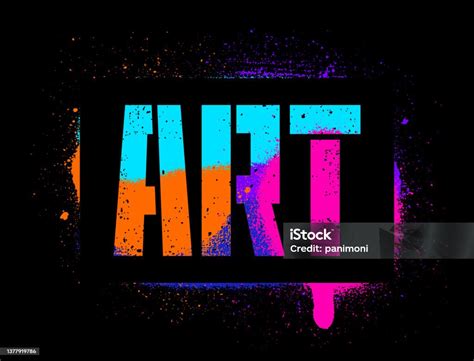 스텐실 아트 비문 검은 색 배경에 컬러 그래피티 프린트 벡터 디자인 스트리트 아트 그래피티에 대한 스톡 벡터 아트 및 기타 이미지 그래피티 분무 컴퓨터 글자 Istock