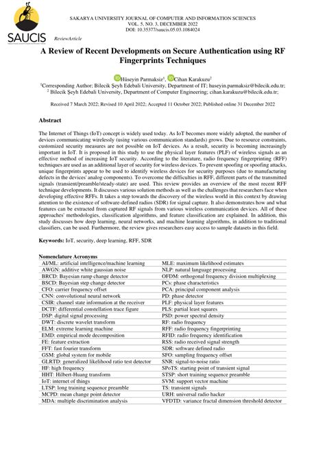 Pdf A Review Of Recent Developments On Secure Authentication Using Rf