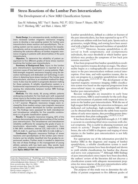 Clasificacion Espondilolistesis En Rmn 2002 Hollenberg Pdf Magnetic
