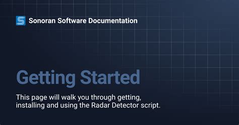 Getting Started Sonoran Software Documentation