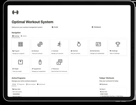 Notion Optimal Workout System Eazypath