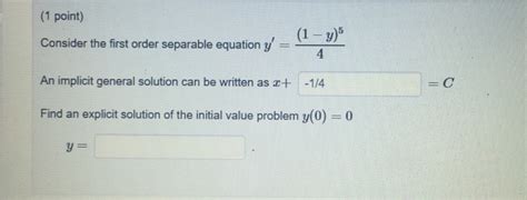 Solved Consider The First Order Separable Equation Y Chegg