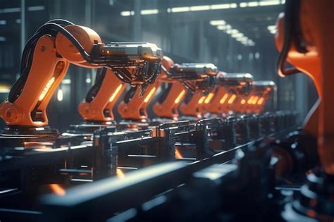 Premium Photo Industrial Robot Arms Assembling Electric Vehicles 00407 01