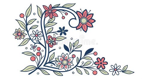 Floral Corner With Red Flowers Decorative Ornament And Botanical Flourish Vector Design