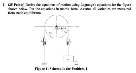 Solved 1 25 Points Derive The Equations Of Motion Using Lagranges Equations For The Figure