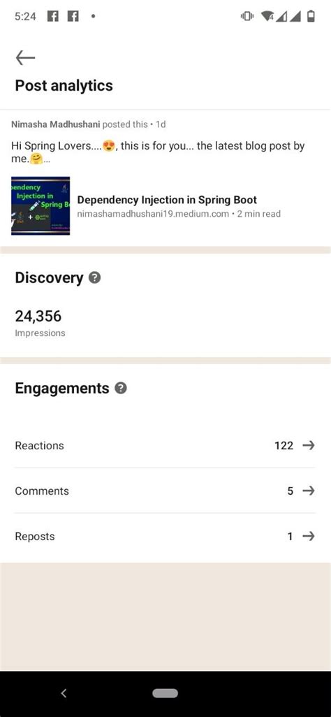nimasha madhushani on linkedin reach impressions discovery reach springboot