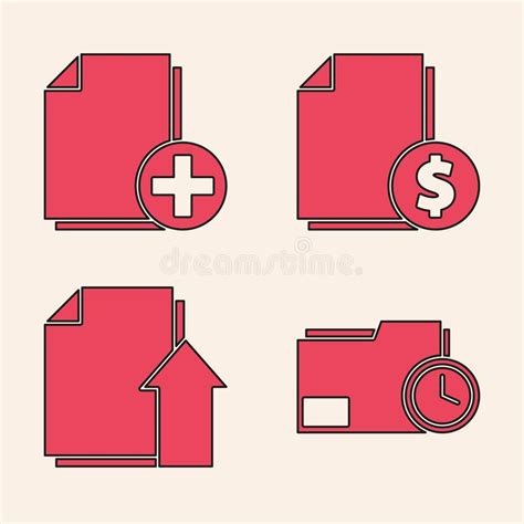 Set Document Folder With Clock Add New File Finance Document And