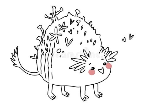 Personagem Fofo Da Planta Fantasma Em Fundo Branco Desenho Linear Monstro Ilustra O Do Vetor