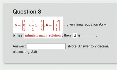 Solved Question 3a λ110λ 1011λ B 211 ﻿given Linear