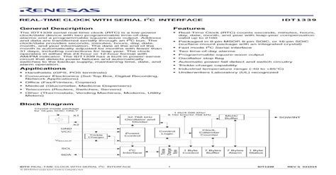 Pdf Real Time Clock With Serial I C Interface Idt1339 Dokumentips