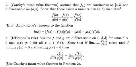 Solved Cauchy S Mean Value Theorem Assume That F G Are Chegg