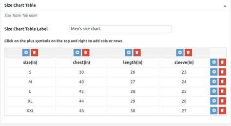 how to create a woocommerce size chart the dotstore
