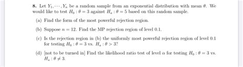 solved 8 let y1 yn be a random sample from an